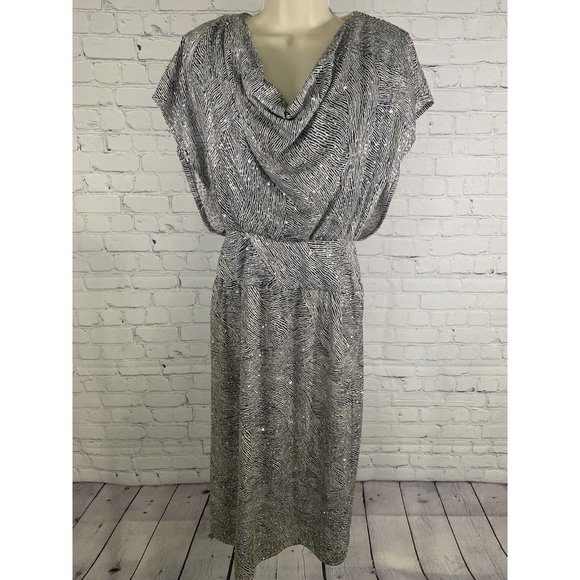 Patra | Dresses | Vtg Patra Black White Zebra Print Glittery Shoulder ...